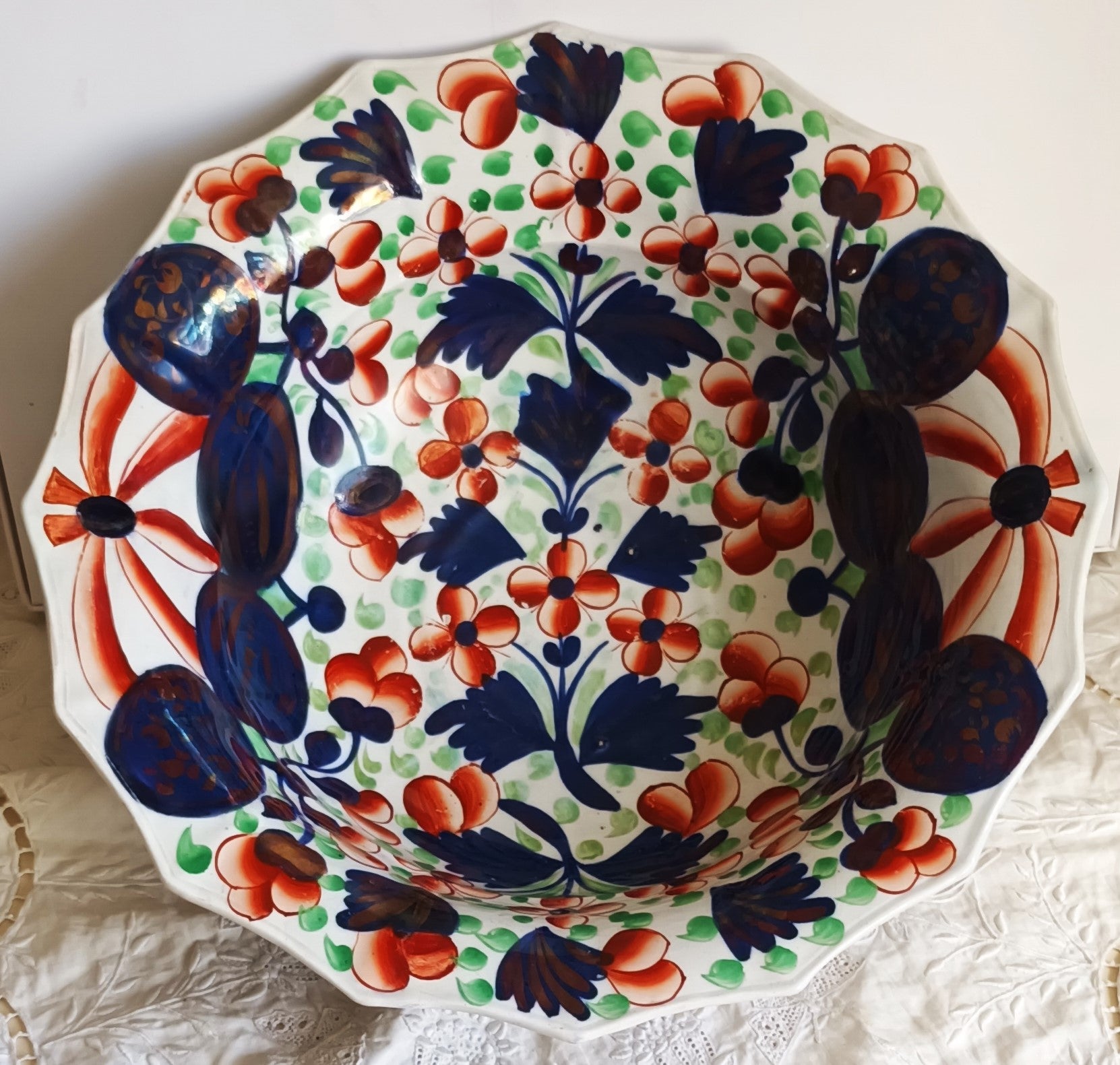 Antique Victorian Gaudy Welsh "Celyn" Pattern Basin – Applecross Antiques